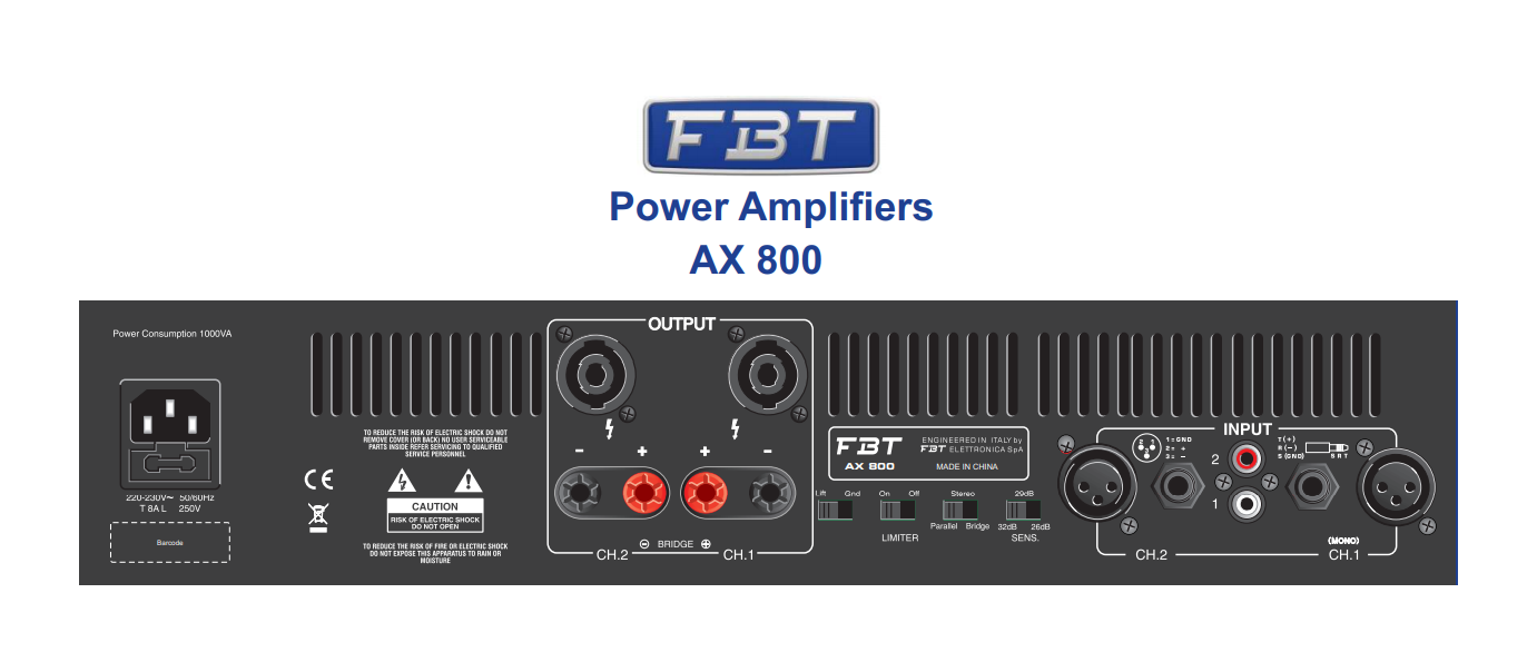 FBT AX800 Power Amplifier