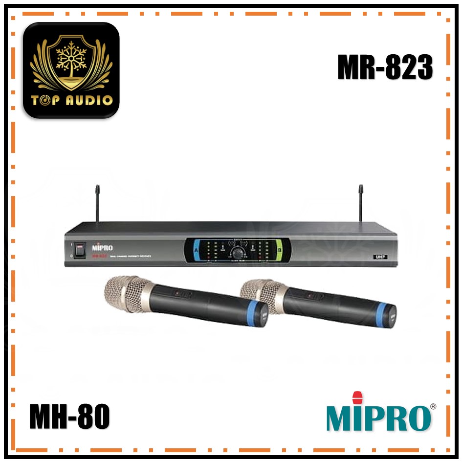 Mipro MR-823 UHF Dual Channel MH-80 Handheld Wireless Microphone